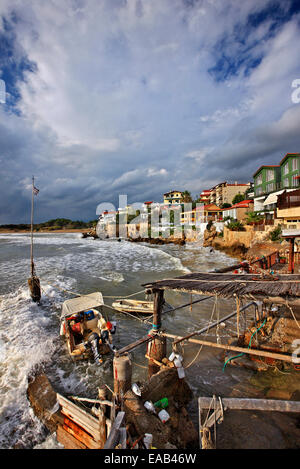 Rough sea at Arkoudi village, Ileia, Peloponnisos (Peloponnese), Greece ...