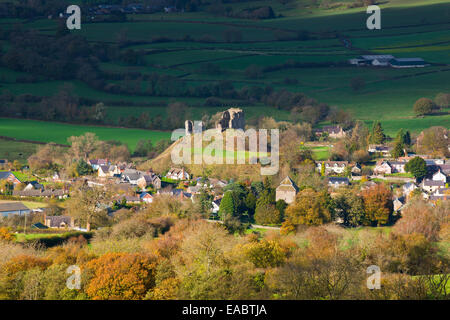 The English village of Clun in South Shropshire England Uk with 14th ...