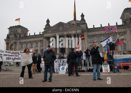 Demonstration by German Reichsbürger movement at Reichstag in Berlin ...