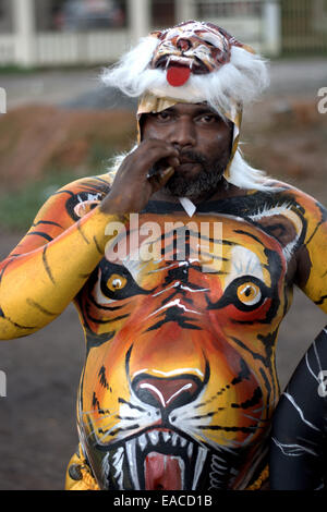 Tiger mask for Pulikali Tiger Dance, Onam festival, Thrissur, Kerala ...