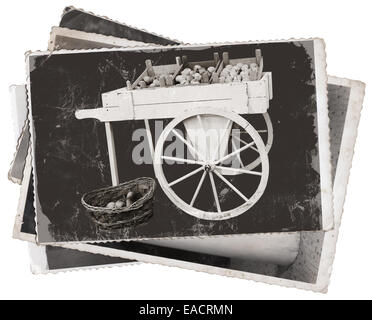 Vintage old rough wooden cart. rural transport Stock Photo - Alamy