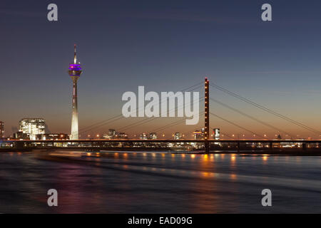 Skyline with Rheinturm tower and "Stadttor" high-rise building at ...