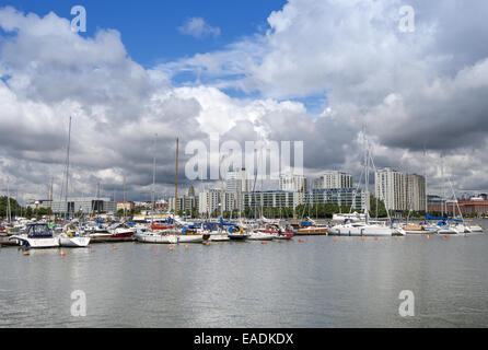 The view from Tervasaari Island across the bay towards the apartment ...