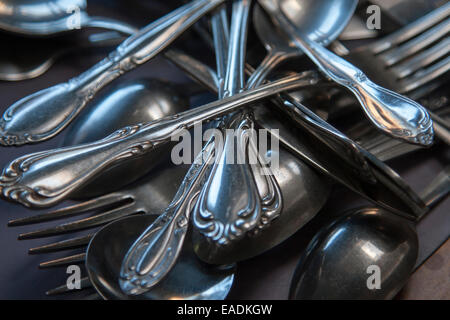 A small pile of silverware Stock Photo - Alamy