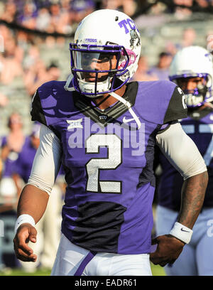 TCU quarterback Trevone Boykin walks on stage after the second half of ...