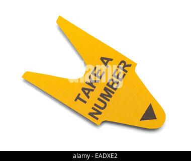 Yellow Paper Number Ticket Isolated on White Background Stock Photo - Alamy