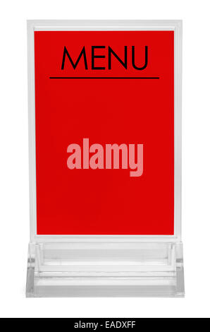 Table Top Upright Plastic Menu Sign Isolated on White Background Stock ...