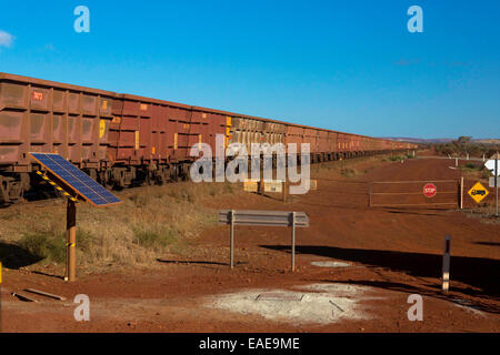 Iron ore train of Rio Tinto in the Pilbara Stock Photo - Alamy