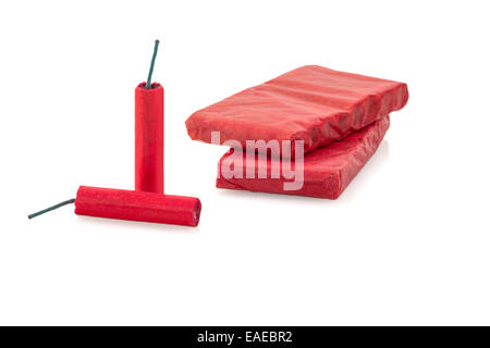 Red Fire Cracker isolated on white background Stock Photo - Alamy