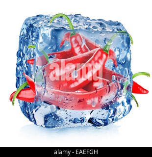Chili pepper in ice cube Stock Photo - Alamy