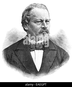 Gustav Freytag, 1816 - 1895, a German writer, historical engraving ...