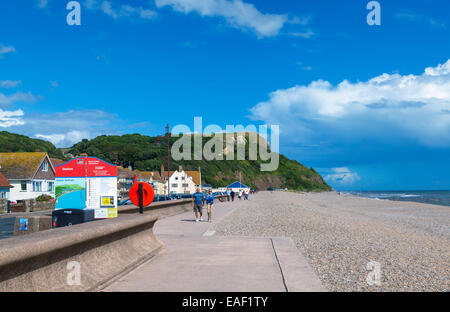 Seaton Seafront Pebble Beach Walkway Devon England uk Stock Photo - Alamy