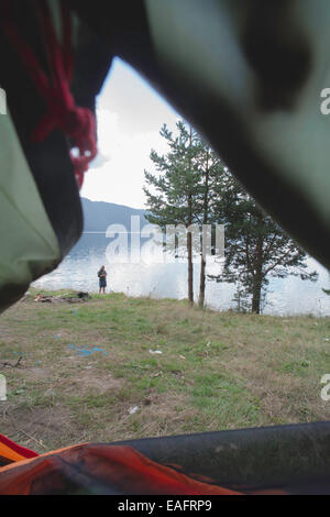 View From the Tent while Camping out at Kenai Lake in Alaska Stock ...