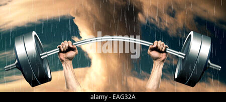 Human hands lifting barbell Stock Photo - Alamy