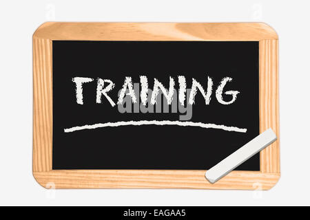 Blackboard with the inscription Qualification, a piece of white chalk ...