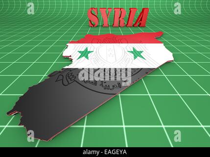 Map illustration of Syria with map and coat of arms Stock Photo - Alamy
