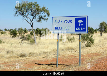 Rest area road sign, Barkly Highway,Camooweal, Queensland, Australia ...