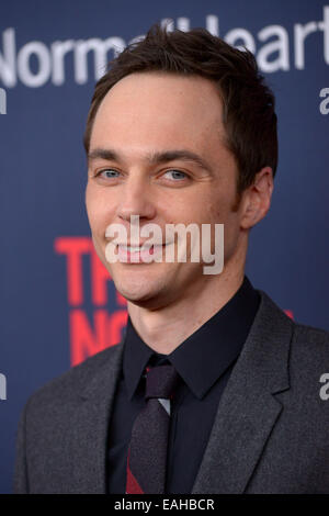 Jim Parsons at the premiere of 'The Normal Heart' at Ziegfeld Theater ...