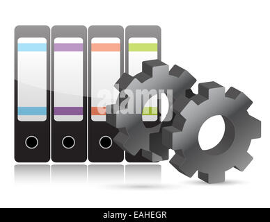 office folders with industrial gears illustration design Stock Photo ...