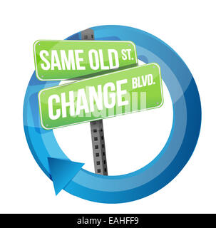 change, same old road sign illustration design over white Stock Photo ...