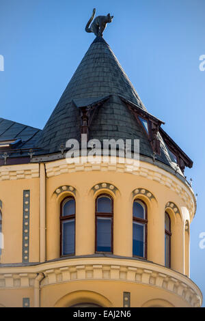 The Cat House (Latvian: Kaķu nams) in the old town of Riga, the capital ...