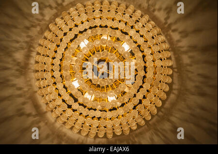 Abstract image of a large chandelier from below on ceiling Stock Photo ...