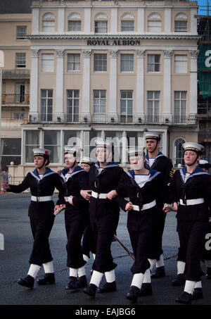 Sea Cadets taking part in a Remembrance Day ceremony in Brighton Stock ...