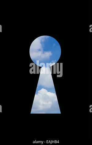 Cloud technology concept: Cloud With Keyhole on grunge wall background ...