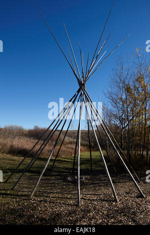 tipi wooden frame at Wanuskewin heritage park saskatoon Saskatchewan ...