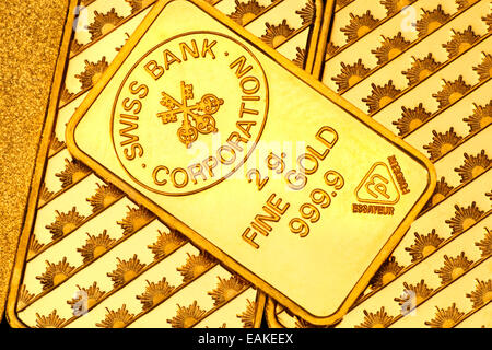 Small gold bars, 2g and 5g - Swiss Bank Corporation Stock Photo - Alamy