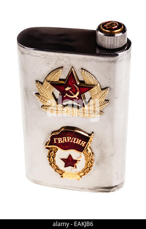 a soviet union vodka flask isolated over a pure white background Stock ...