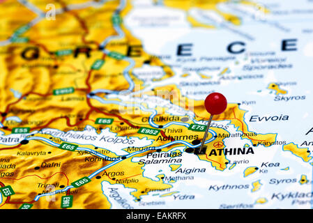 Close up map of Athens and Greece Stock Photo - Alamy