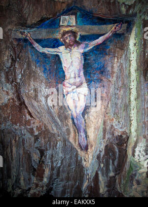 Cave painting of Jesus Christ on the cross Stock Photo - Alamy