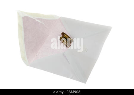two bullet in a mail envelope isolated over a white background Stock ...