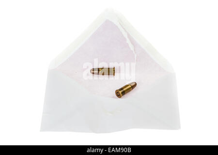 two bullet in a mail envelope isolated over a white background Stock ...