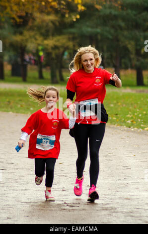 Mother and daughter running at the Cardiff 5k Morun, Cardiff 2014, part ...
