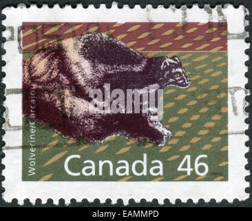 CANADA - CIRCA 1990: A stamp printed in Canada shows Canadian flag and ...