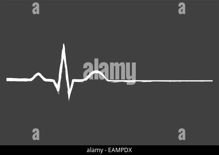 Flatline blip on a medical heart monitor EKG (electrocardiogram) with ...