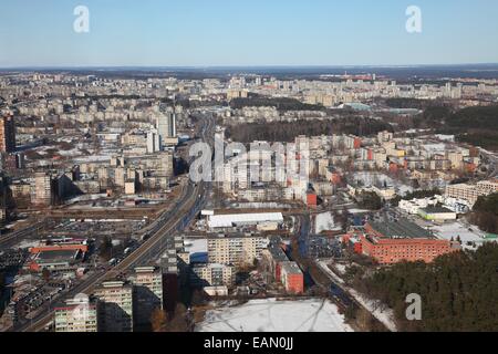 Aerial view of the suburbs of the city of Vilnius, the capital of ...