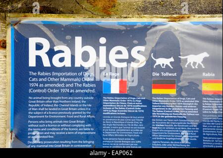 Rabies prevention sign for the UK Stock Photo - Alamy