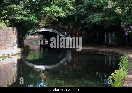 Graffiti on the Mile End Road Bridge crossing the Regent's Canal London ...