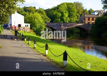 Foot path alongside the River Eden. Appleby-in-Westmorland, Cumbria ...