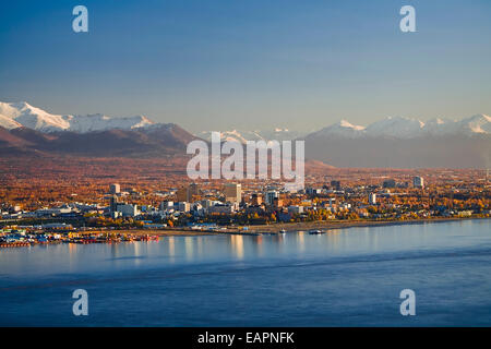 Aerial View Of The Anchorage Skyline During Autumn, Southcentral Alaska ...