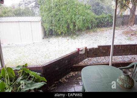 Hail Storm in back yard in Perth, Western Australia Stock Photo - Alamy