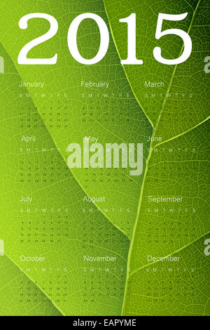 Calendar 2015 on green leaf texture. Vector Stock Photo - Alamy