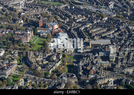 aerial view of Harrogate town centre including the railway station ...