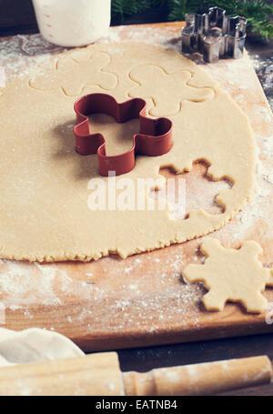 Christmas kitchen. background image homemade cookies on wooden t Stock Photo - Alamy