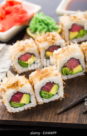 Japanese traditional Roll with tuna fish Stock Photo - Alamy