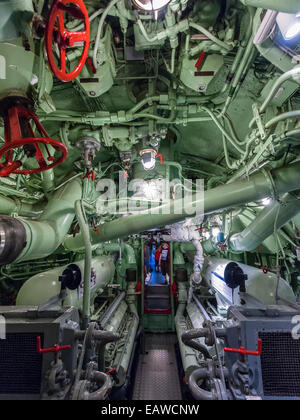 Engine room of the historic German submarine U-2540 "Wilhelm Bauer ...