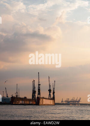 empty Shipyard floating dry dock Stock Photo - Alamy